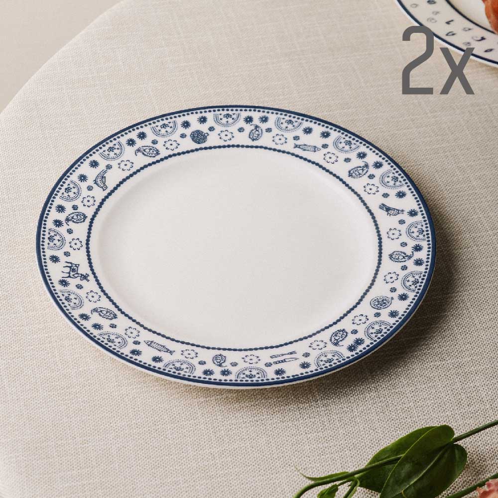 Plate (2 pcs) - Indigo - Porcelain - 20cm - BlueTabla