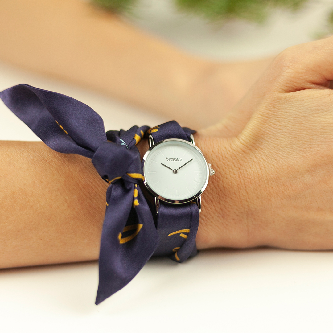 Wrist Watch - Borjghalo - Silk - Silver - BlueTabla
