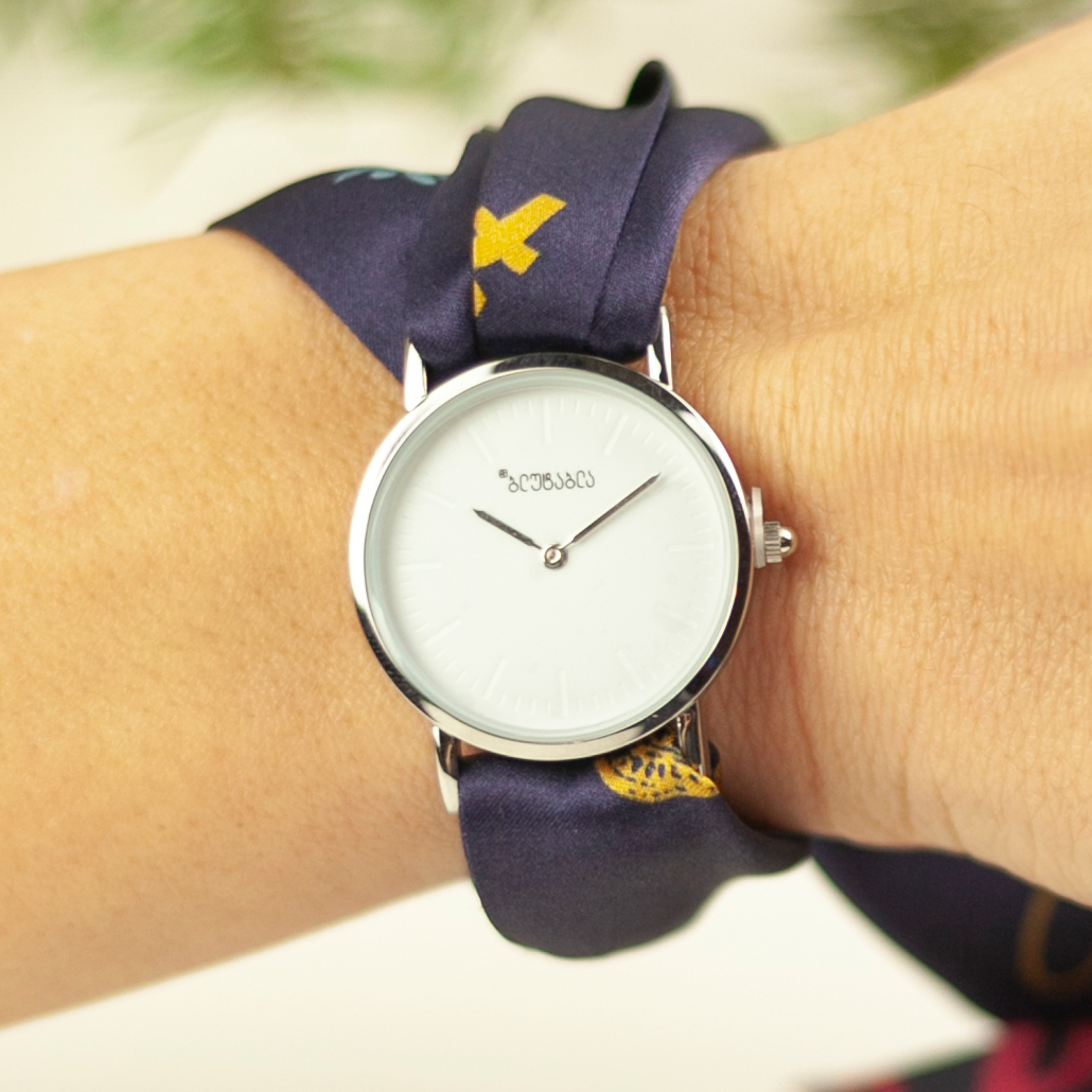 Wrist Watch - Borjghalo - Silk - Silver - BlueTabla